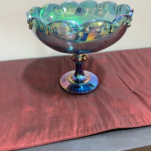 Indiana Glass | Dining | Vintage Blue Indiana Carnival Glass Compote ...